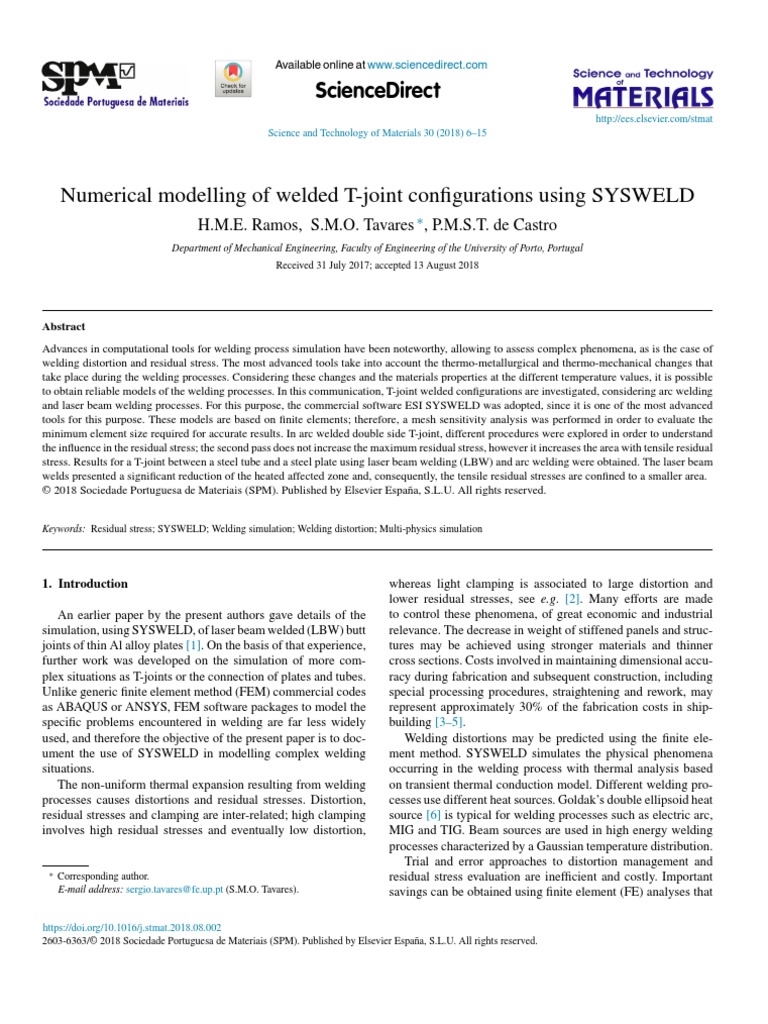Numerical Modelling of Welded T-Joint Configurations Using Sysweld | PDF | Welding | Construction