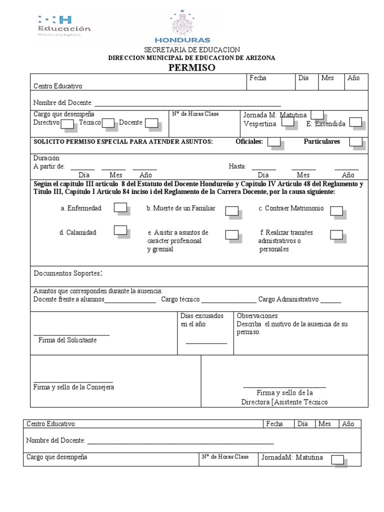 Formato Permiso y Excusa | PDF