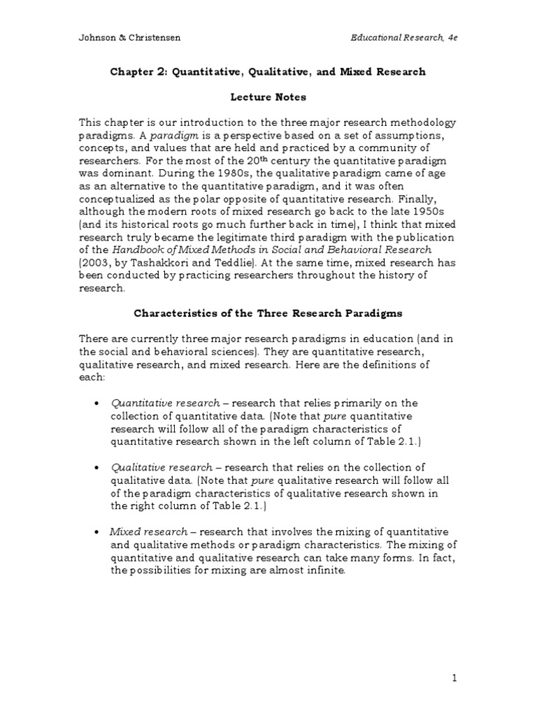 Chapter 2 - Quantitative, Qualitative, and Mixed Research | Download Free PDF | Experiment ...