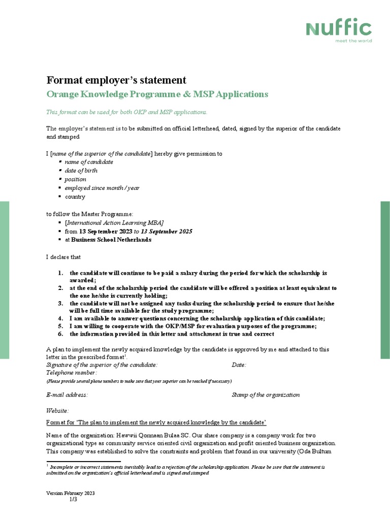 Employer Statement Guide for OKP/MSP | PDF | Agribusiness | Farmer