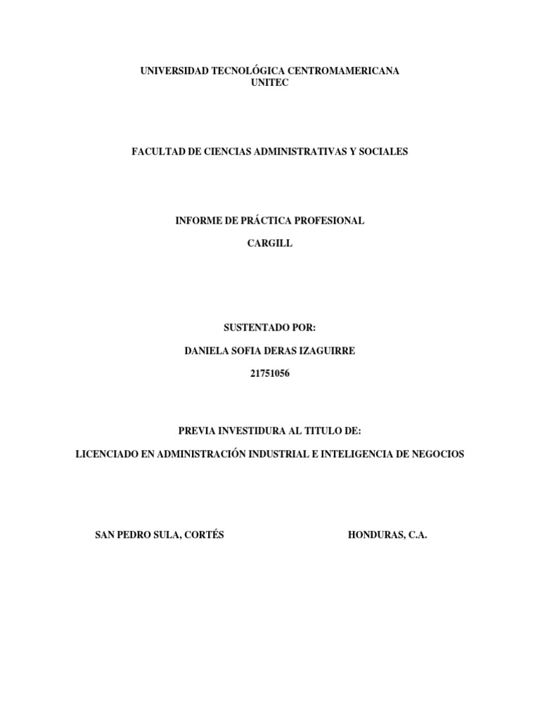 Informe Cap 1 Práctica Profesional Daniela Deras | PDF | Carne | Honduras