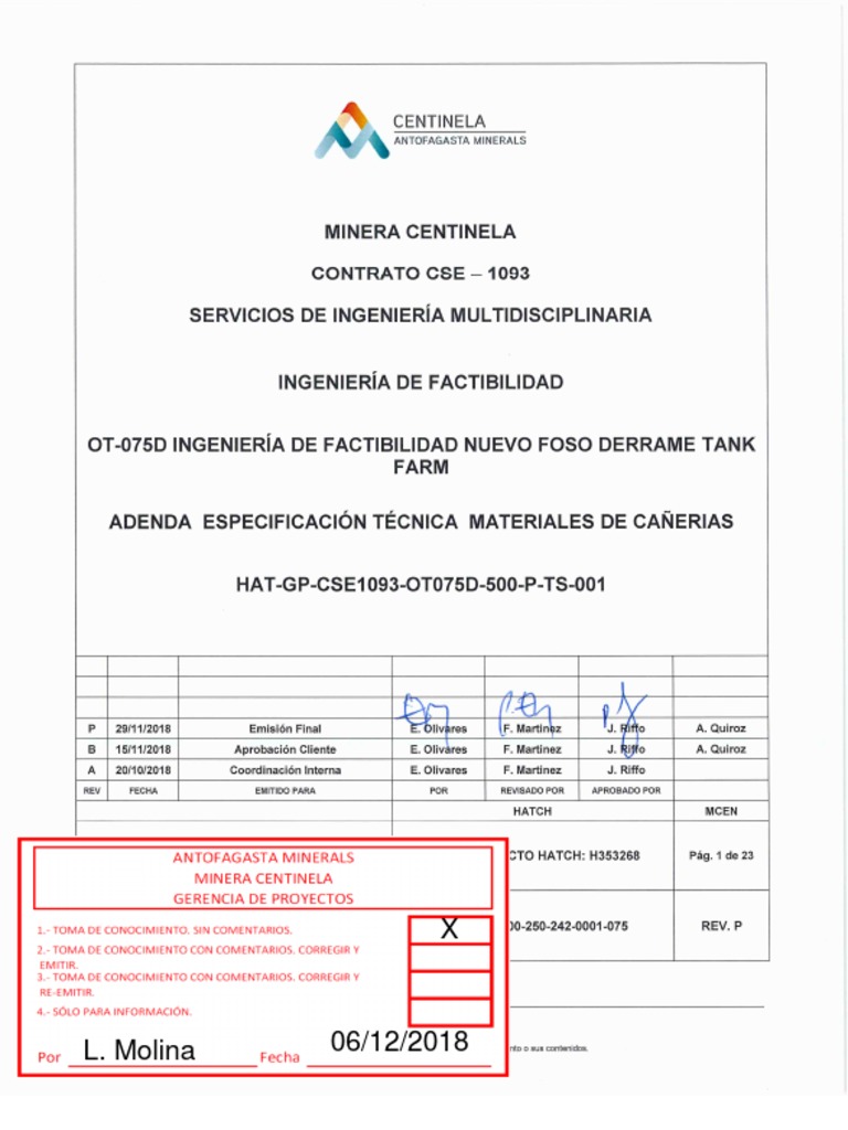 HAT-GP-CSE1093-OT075D-500-P-TS-001 - P - Estatus 1 | PDF | Ingeniería ...