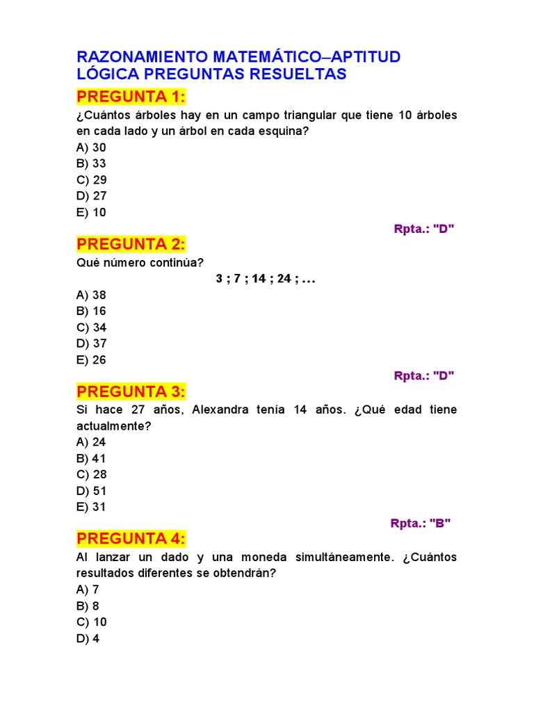 Razonamiento Matemático | PDF