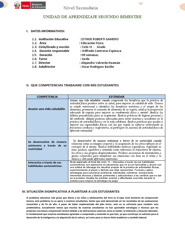 Unidad de Aprendizaje Segundo Bimestre. | PDF | Aprendizaje | Evaluación