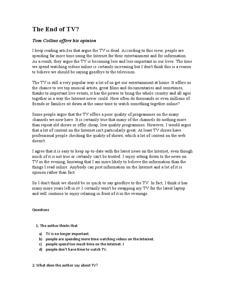 The End of TV | Download Free PDF | Car | Television