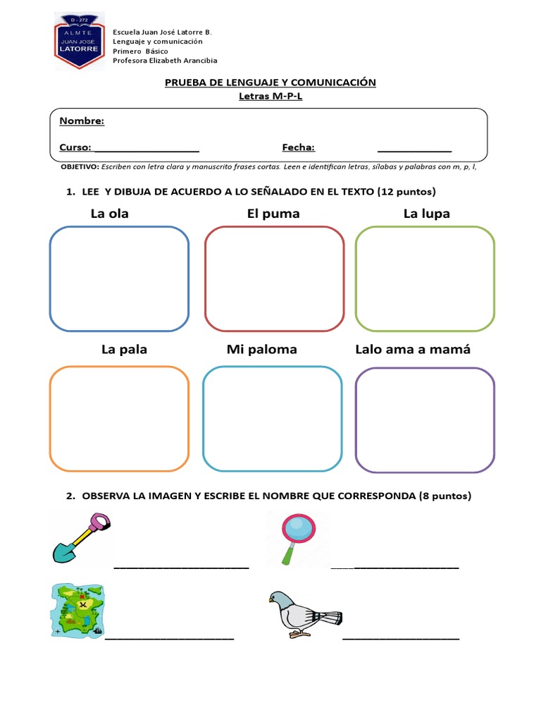 Prueba de Lenguaje M P L | PDF