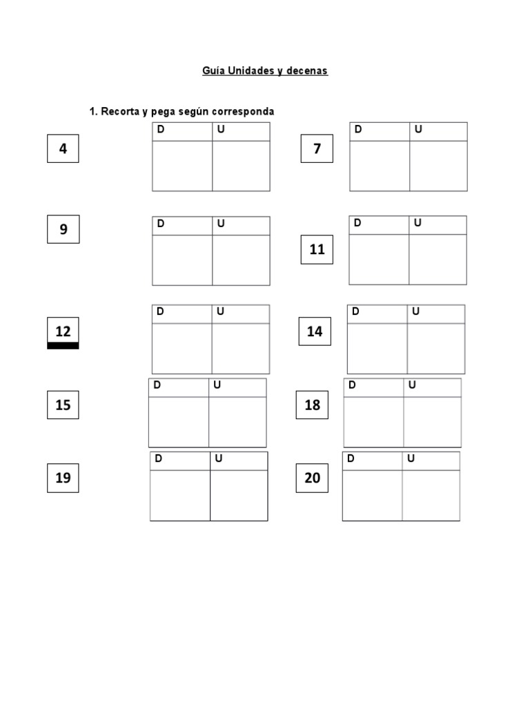 Guia Unidades y Decenas Primero Basico | PDF