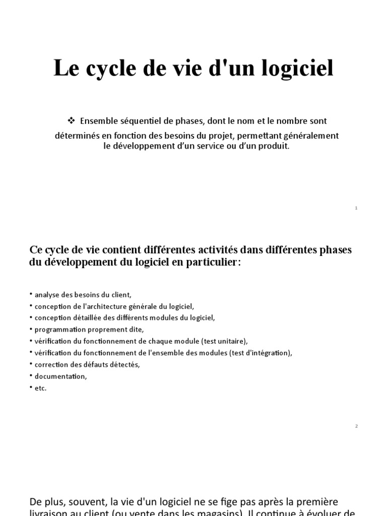 Le Cycle de Vie D'un Logiciel | PDF | Développement de logiciel | Logiciel