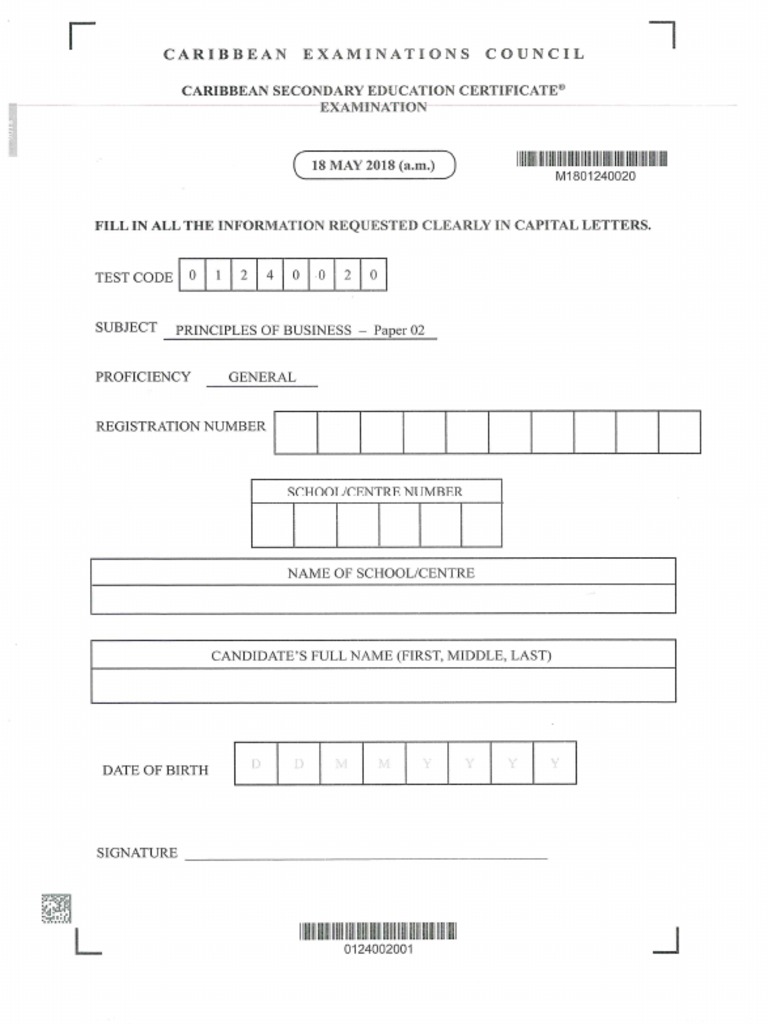 CSEC Principles of Business P2 2018 | PDF