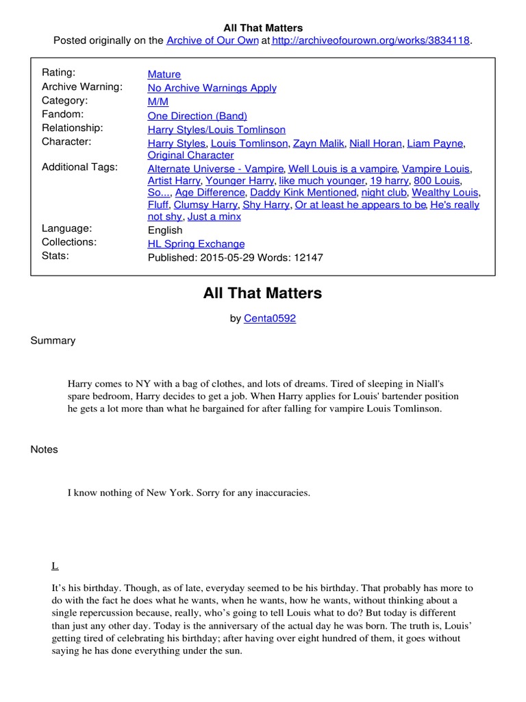 All That Matters | PDF | One Direction