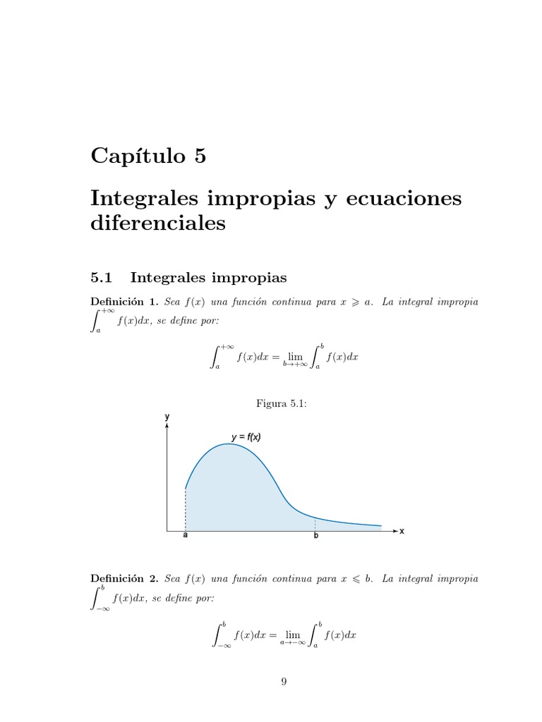 Semana 7 - Integrales impropias y ecuaciones diferenciales | PDF | Integral | Función de ...