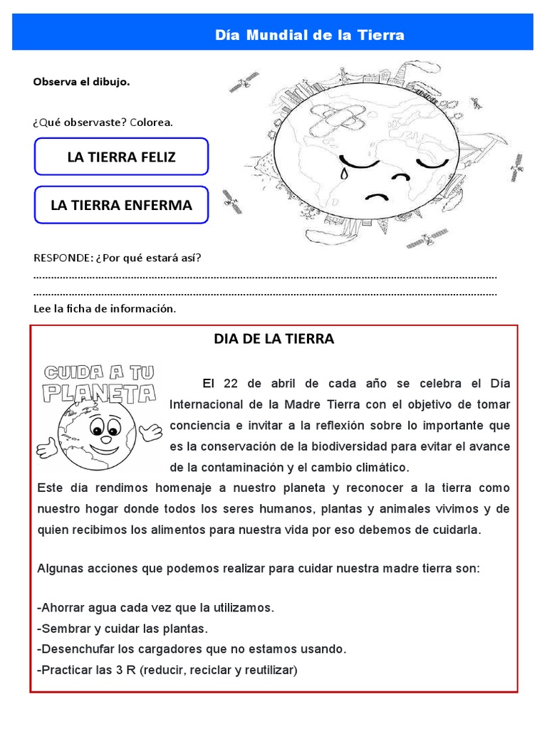Fichas educativas Día de la Tierra | PDF
