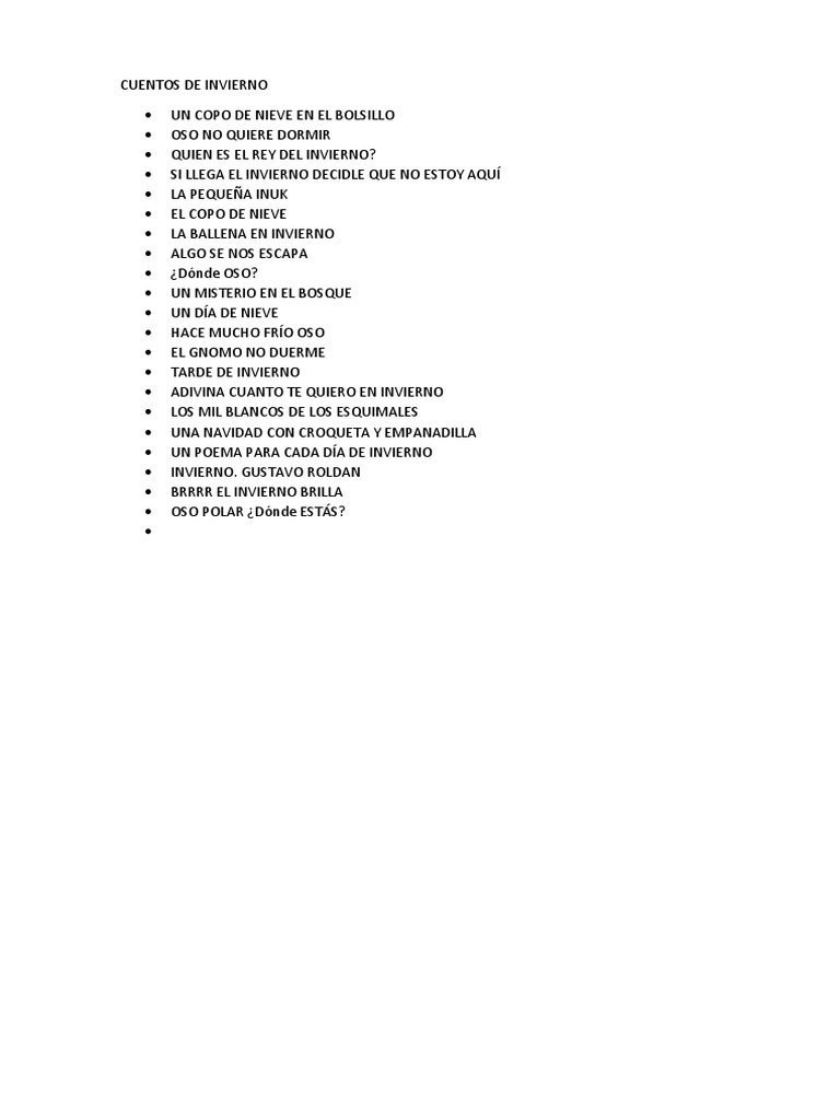 Cuentos de Invierno para Niños | PDF