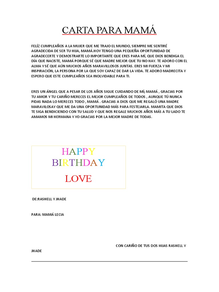 Carta Para Mamá Pdf