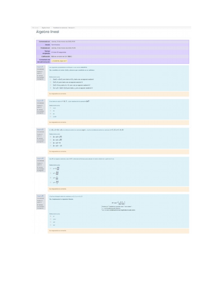 Álgebra Lineal Examen Semana 5 | PDF