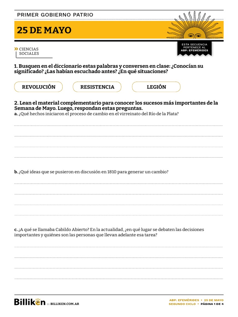 SECUENCIA Segundo Ciclo - Efemeride 25 de Mayo Revolucion de Mayo | PDF