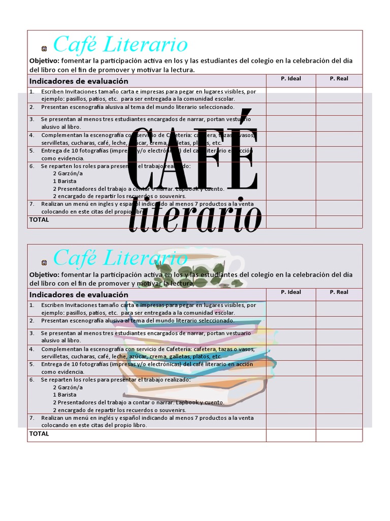 Café Literario - Pauta | PDF | café | Bebida