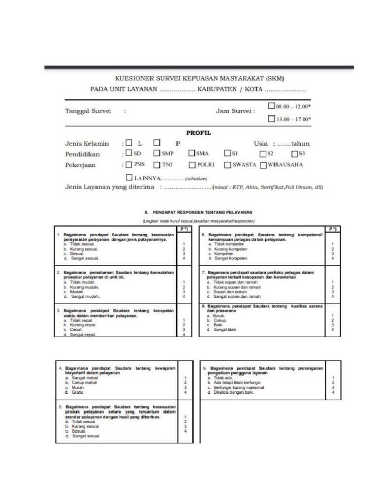 SURVEY KEPUASAN PELANGGAN Permenpan 14 | PDF