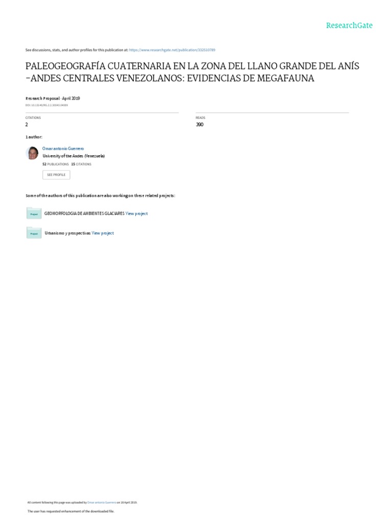 Paleogeografía Cuaternaria y Megafauna en Andes | PDF | Valle | Falla ...