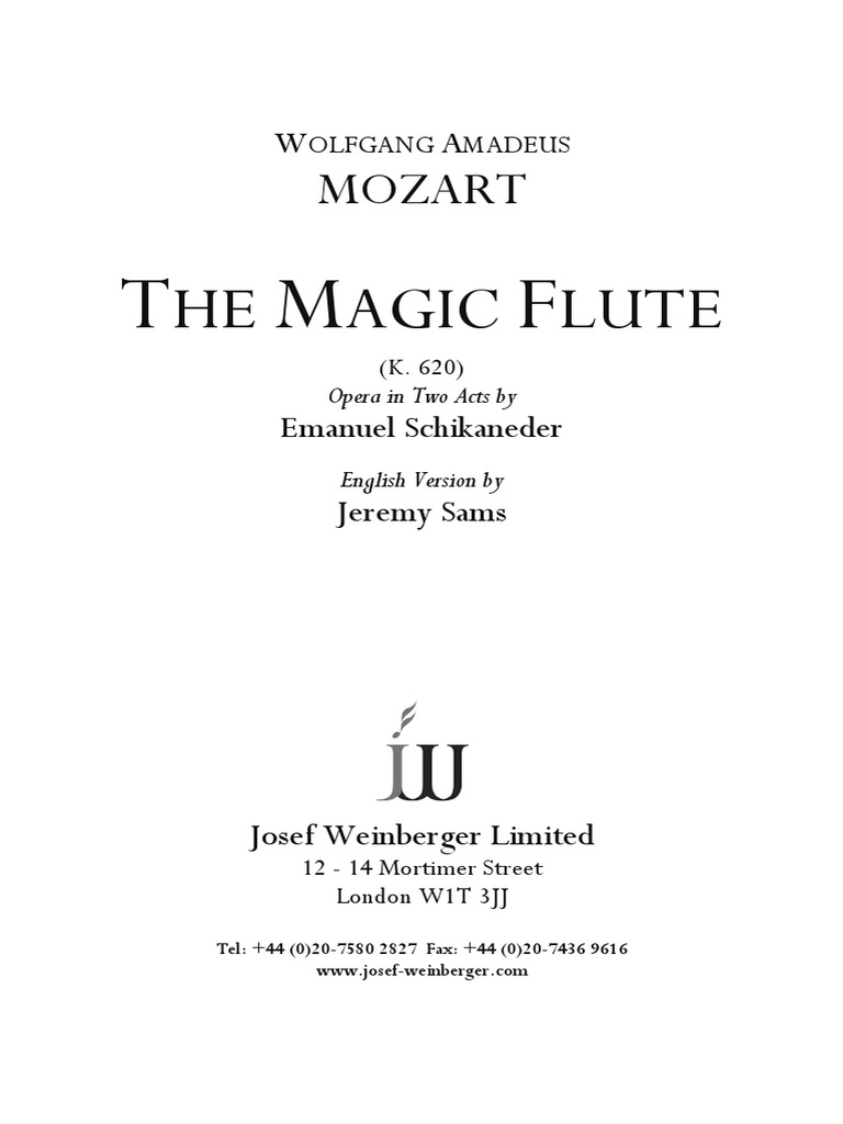 Magic Flute - Sams - LIBRETTO | PDF | Art | Poetry