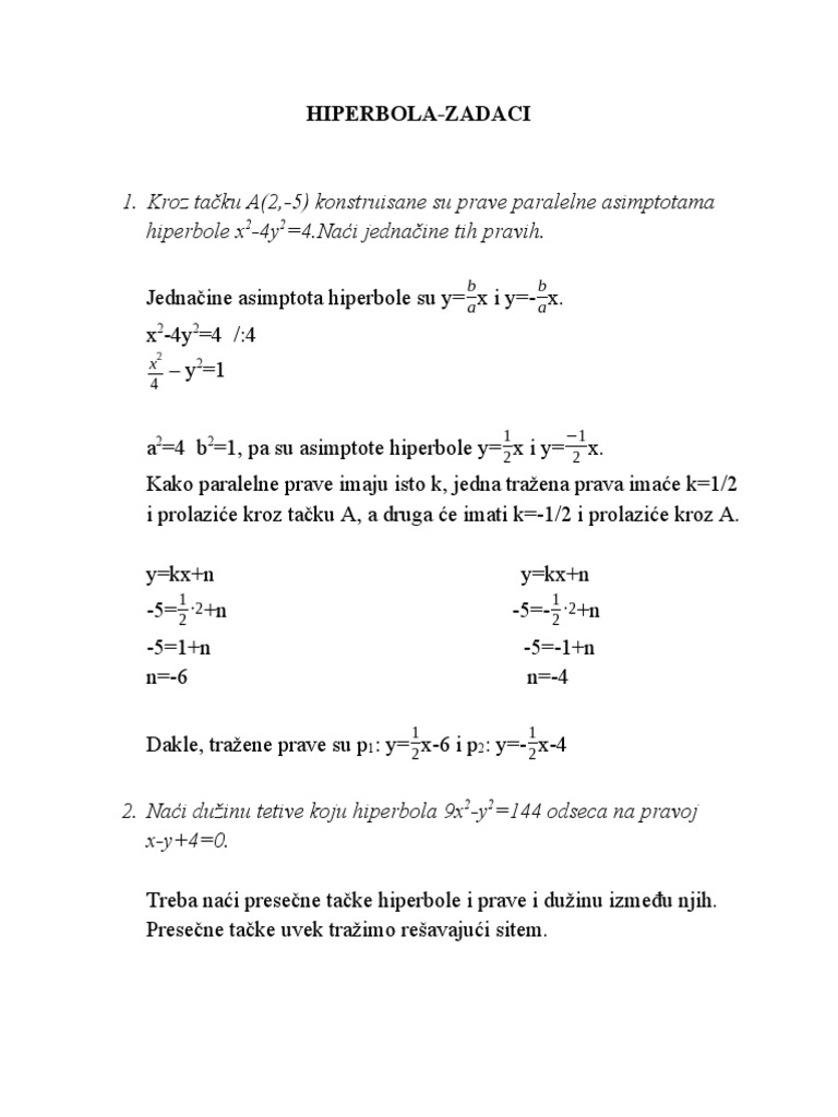 hiperbola-zadaci | PDF