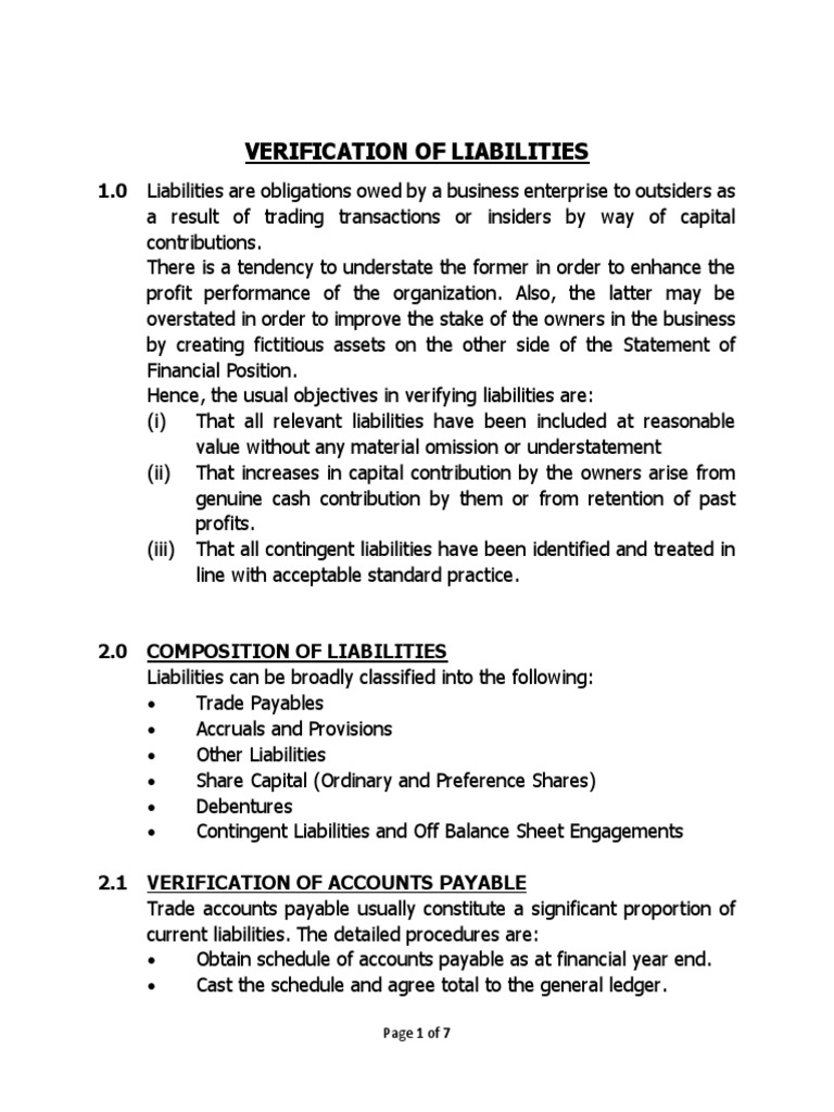 Verification of Business Liabilities | PDF | Debits And Credits | Accrual