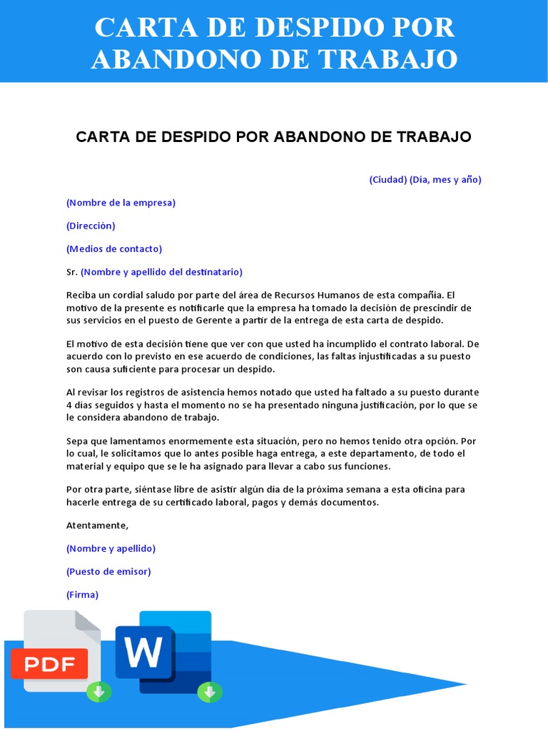 Carta de Despido Por Abandono de Trabajo | PDF