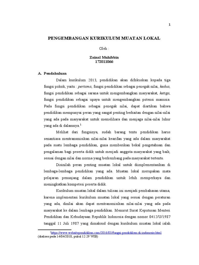 Kurikulum Muatan Lokal Pendidikan | PDF