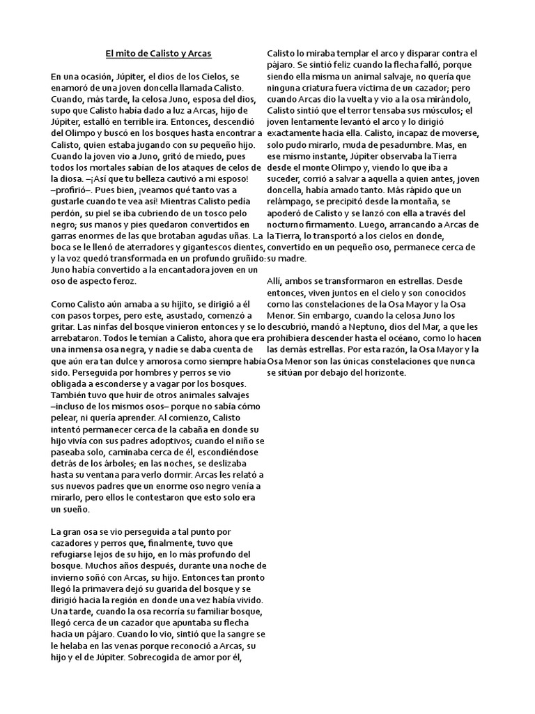 Mito Calisto y Arcas | PDF | Osos