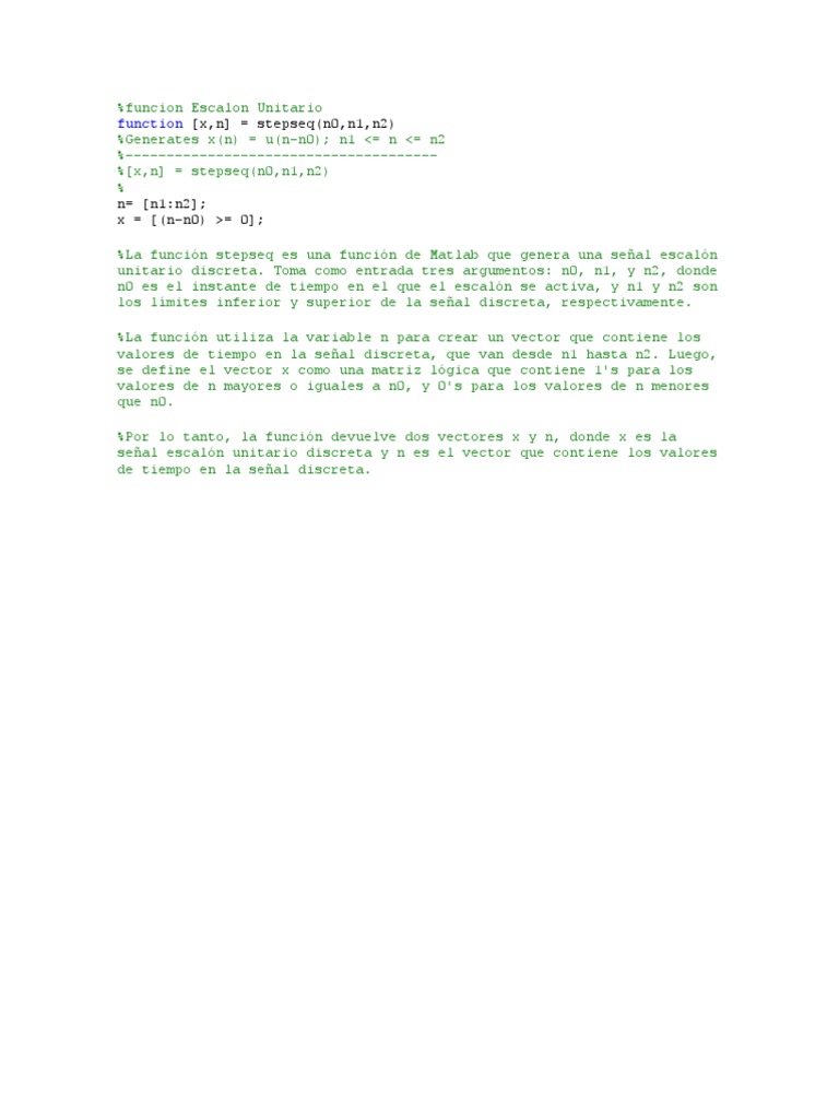 Codigo Matlab Escalon Unitario | PDF