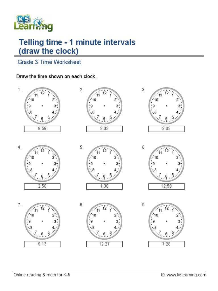 Grade 3 Clock Drawing Worksheet | PDF | Computers