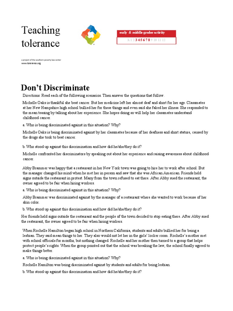 Standing Up Against Discrimination - Cristina Camacho López | PDF