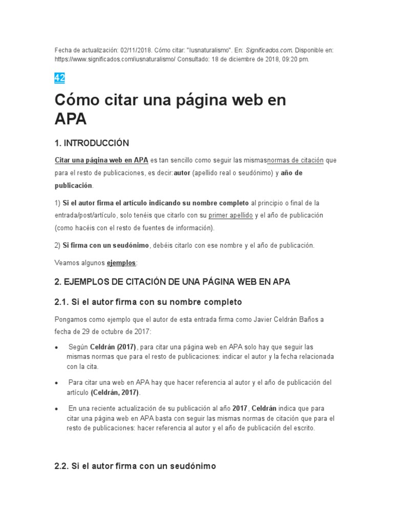 Cómo citar páginas web en APA | PDF | Blog | Estilo apa
