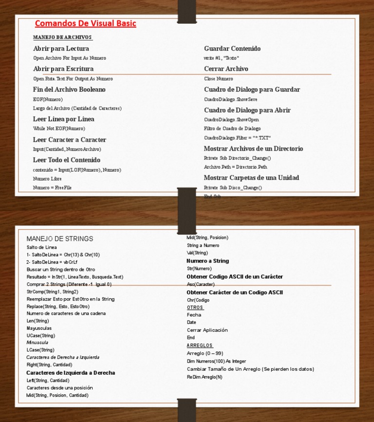 Comandos de Visual Basic | PDF | Archivo de computadora | Cadena (informática)