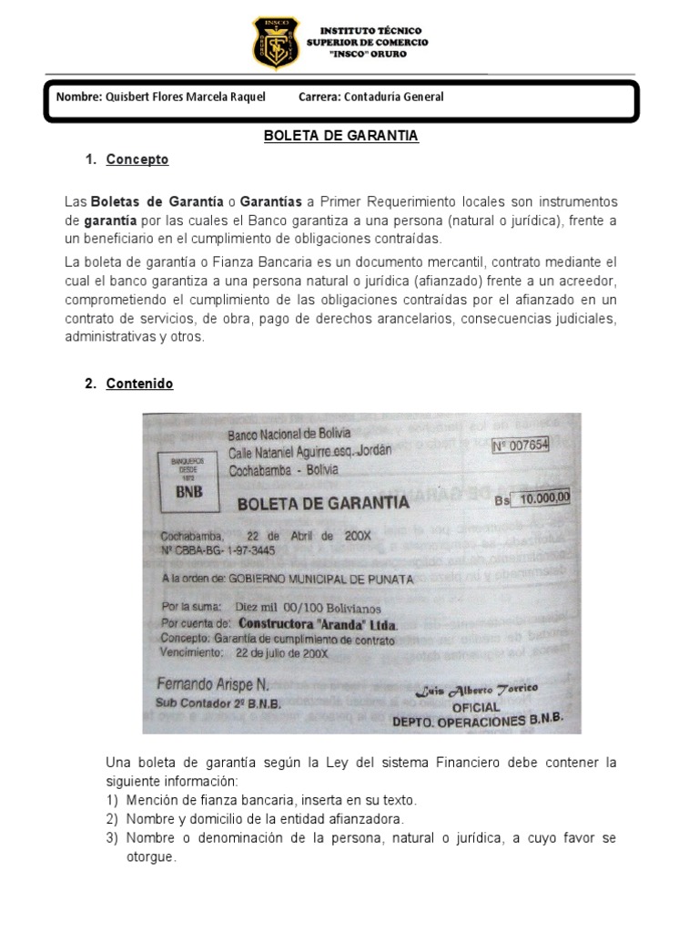 Boleta de Garantia y Notas de Contabilidad | PDF | Contabilidad ...