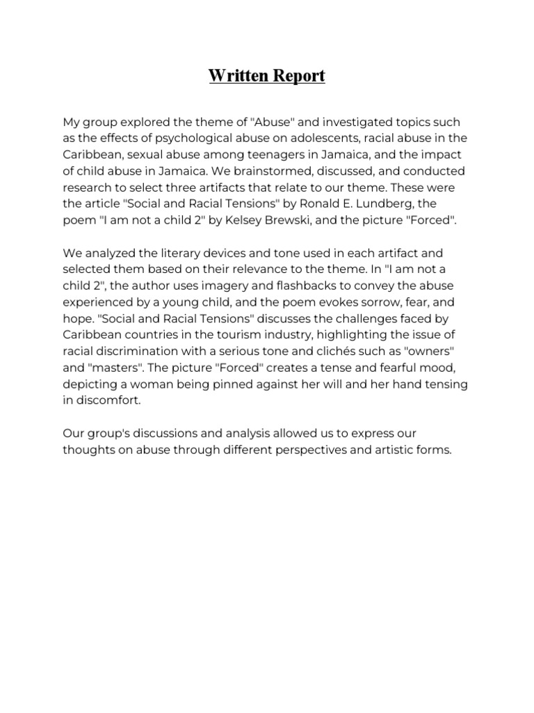 Odane Daley - Written Report | PDF