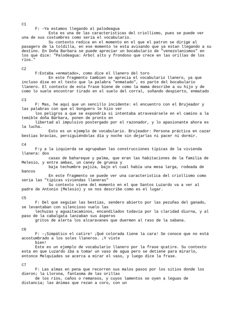 Fragmento de Doña Barbara-Criollismo | Descargar gratis PDF | Historias Tradicionales | Leyendas ...