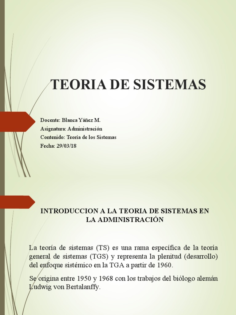 Teoria de Sistemas | PDF | Teoría de sistemas | Sistema