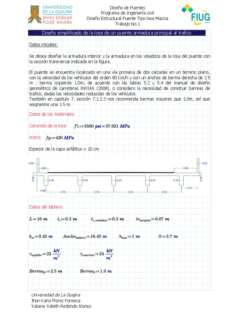 Diseño De Puente Viga Losa Pdf Puente Eje