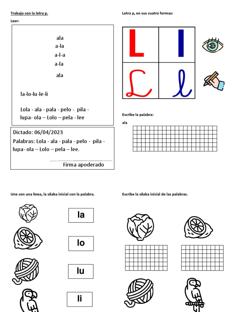 Tarea 2 Letra L Cuaderno | PDF
