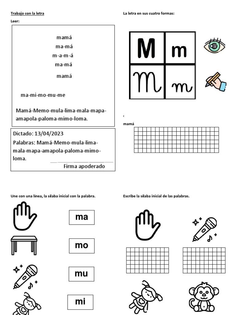 Tarea 3 Letra M Cuaderno | PDF