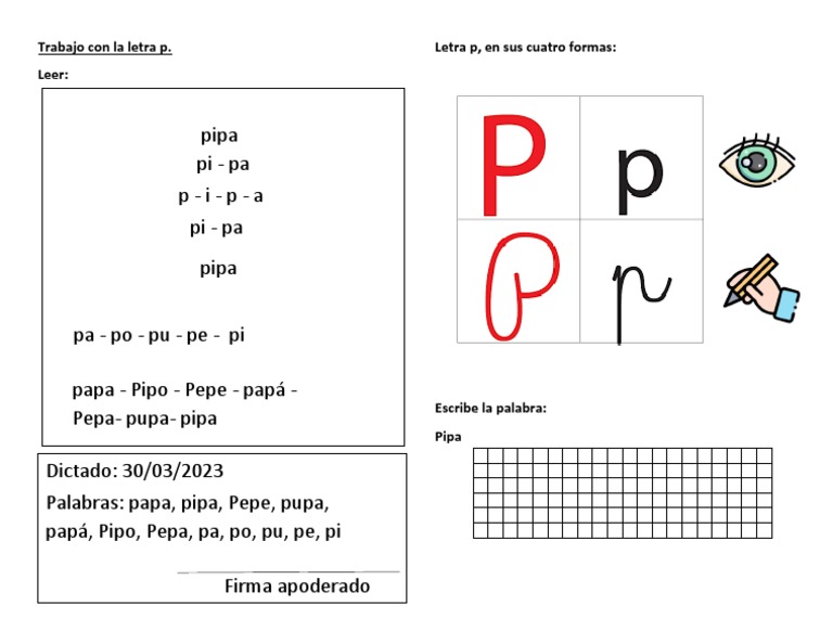 Tarea 1 Letra P Cuaderno | PDF