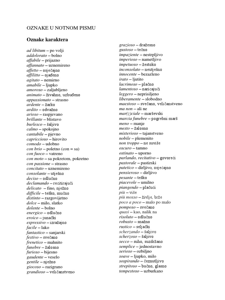 Oznake U Notnom Pismu | PDF