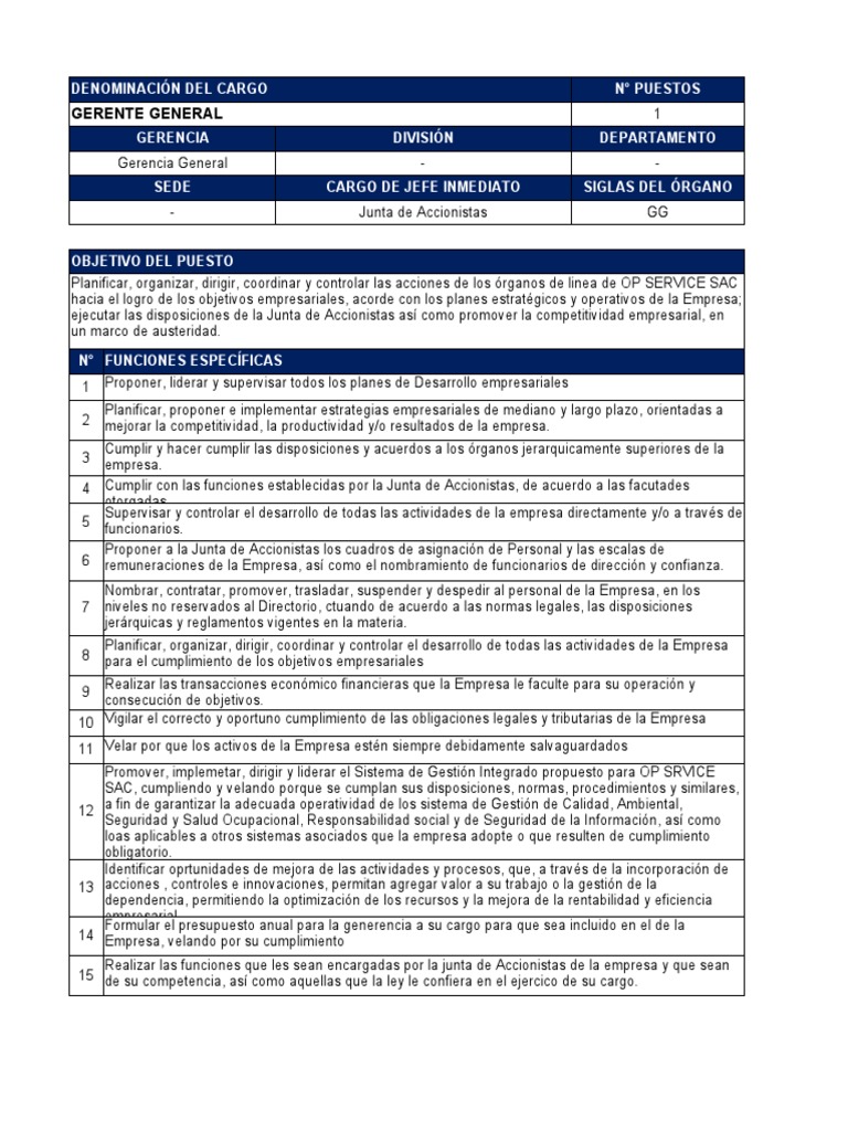 Manual de Organización y Funciones | PDF | Contabilidad | Planificación