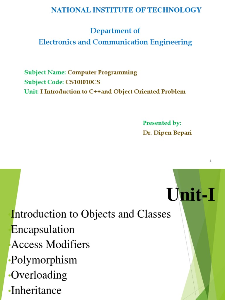 Unit 1 C Pdf C Inheritance Object Oriented Programming