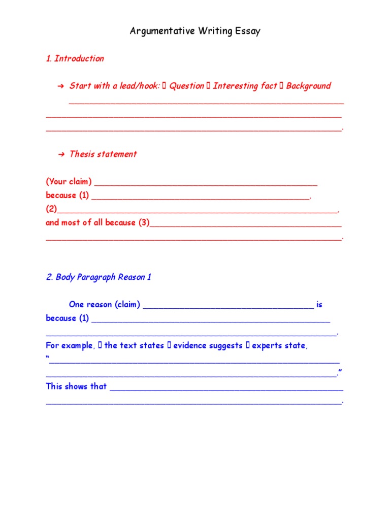 ArgumentativeEssayStudentTemplate-1 | PDF | Logic