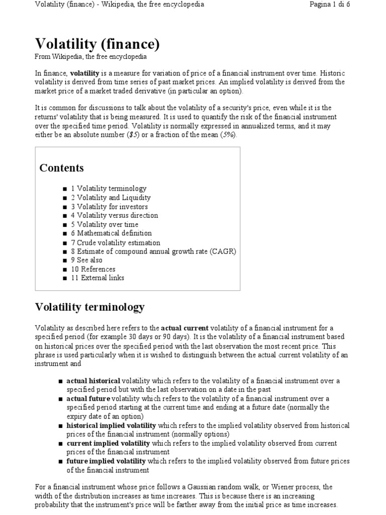 Volatility | PDF | Volatility (Finance) | Mathematical Economics