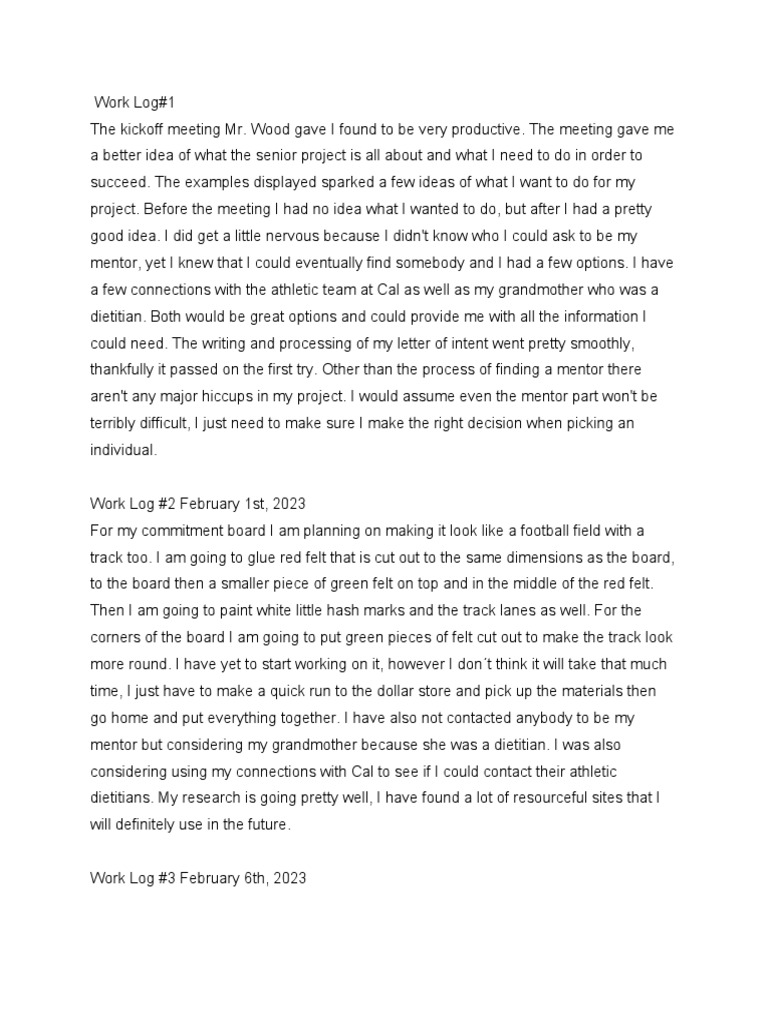 Work Logs 1 | PDF | Cookbooks | Recipe