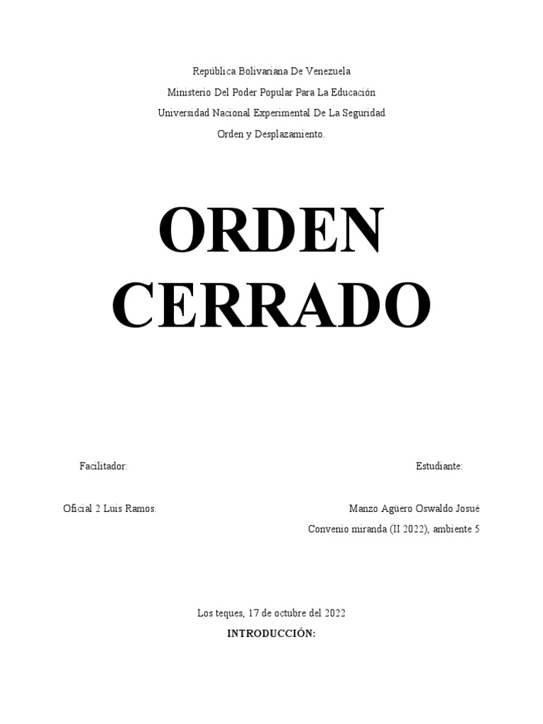 Orden Cerrado | PDF