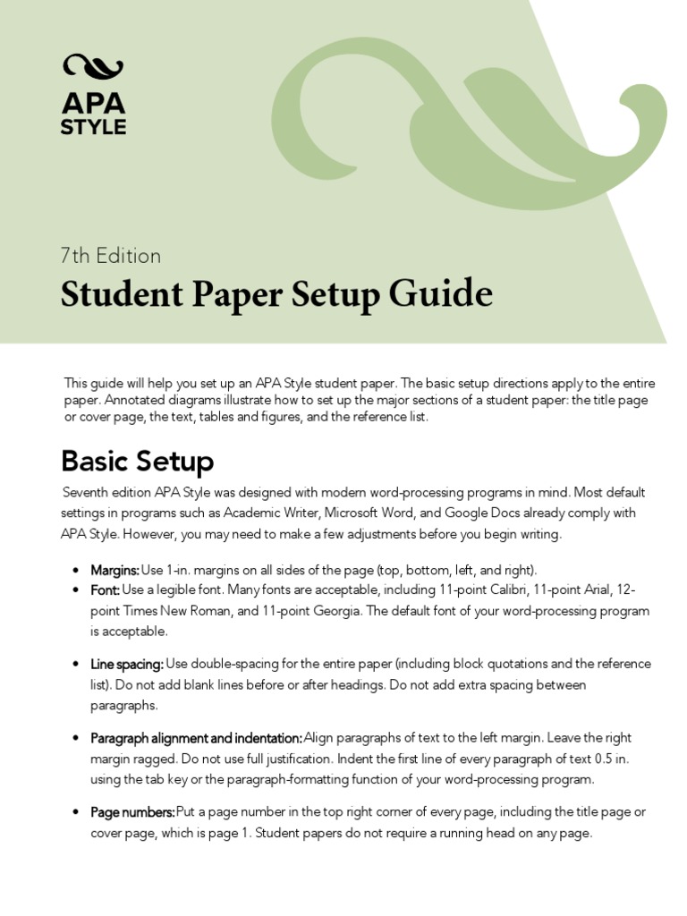 Student Paper Setup Guide, APA Style 7th Edition | PDF | Career ...